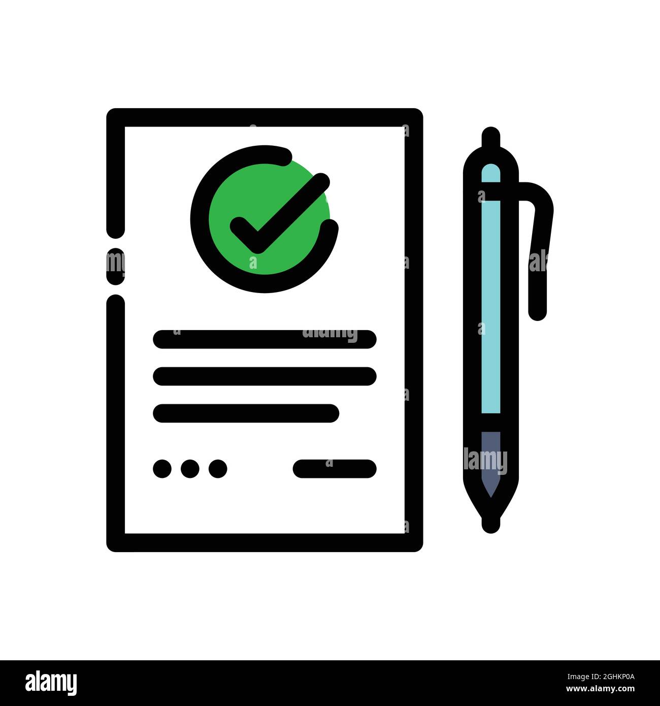 Approved document color line icon. High quality work. Successful check ...