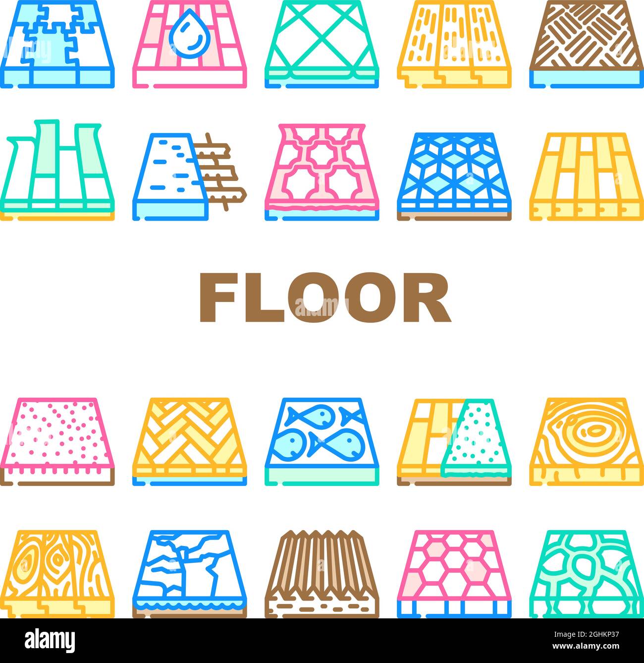 Floor Material Layers Renovation Icons Set Vector Stock Vector Image ...