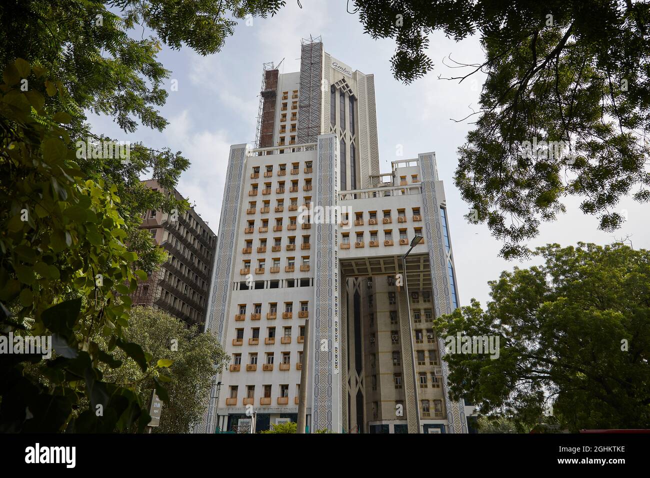 View of high-rise corporate towers in Connaught Place. Amba building on ...