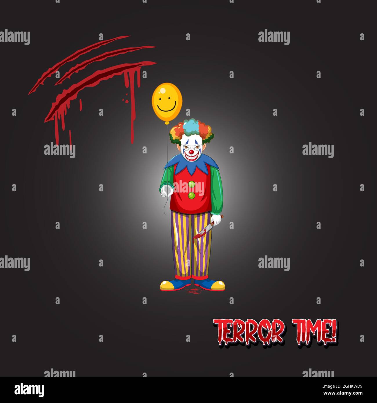Terror Time logo with creepy clown illustration Stock Vector Image ...