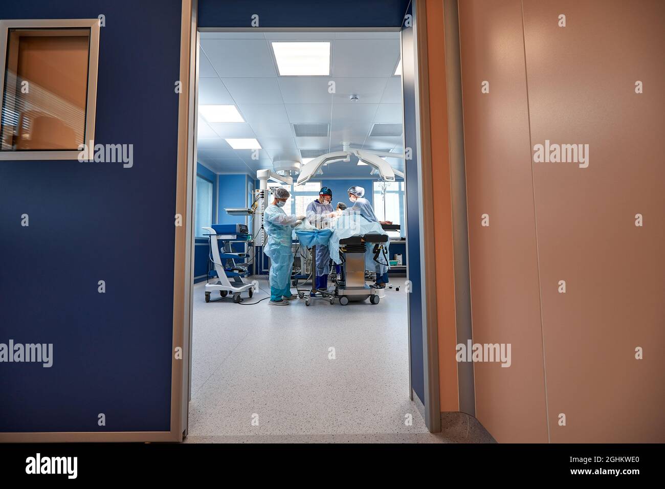 Behind the doors of the operating room, equipment and medical devices ...
