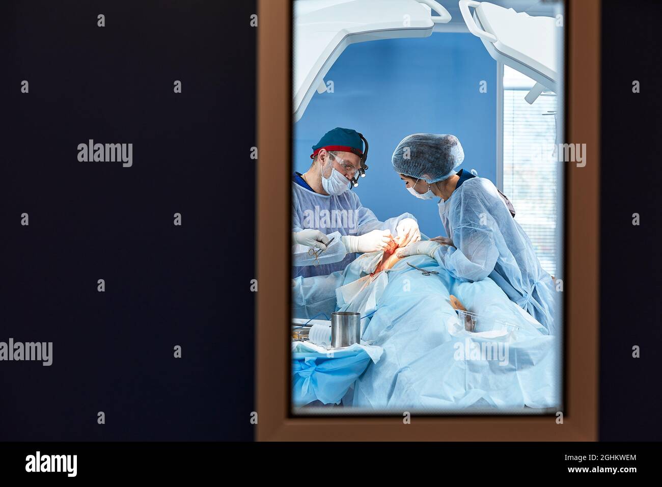 Behind the doors of the operating room, equipment and medical devices ...