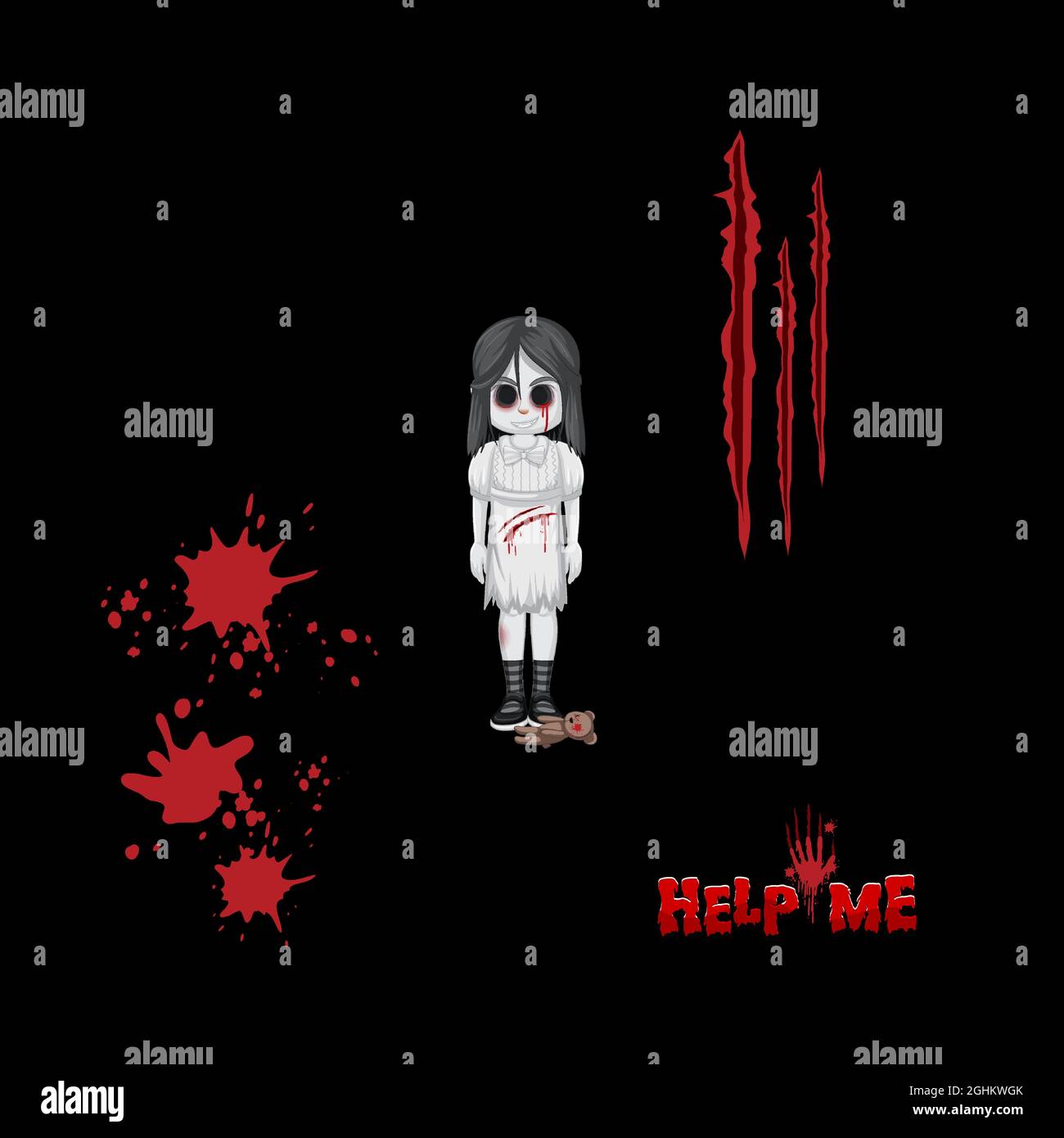 Help me word logo with creepy ghost illustration Stock Vector Image ...