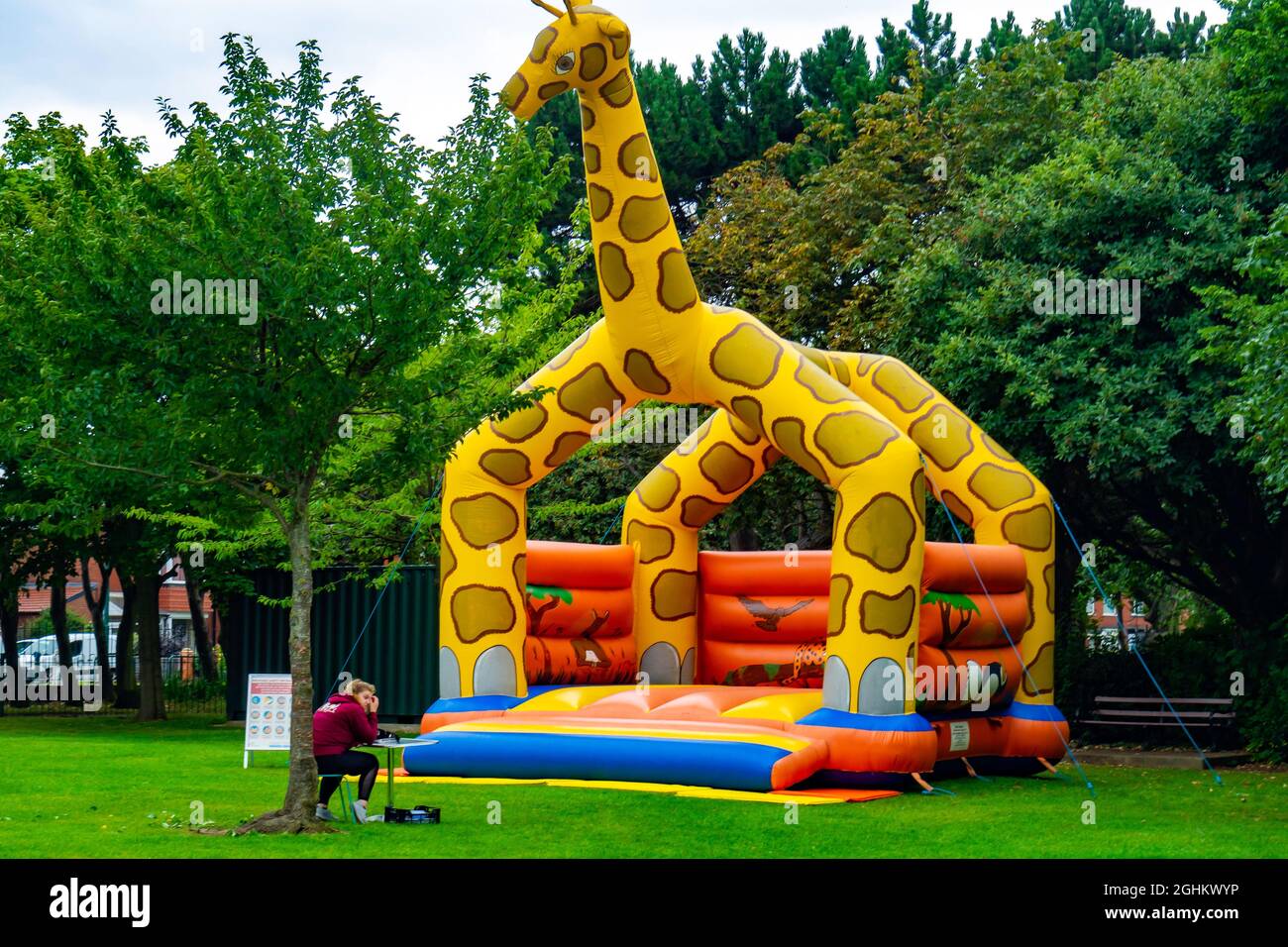 Amusements a brightly coloured bouncy castle in Locke Park Redcar ...