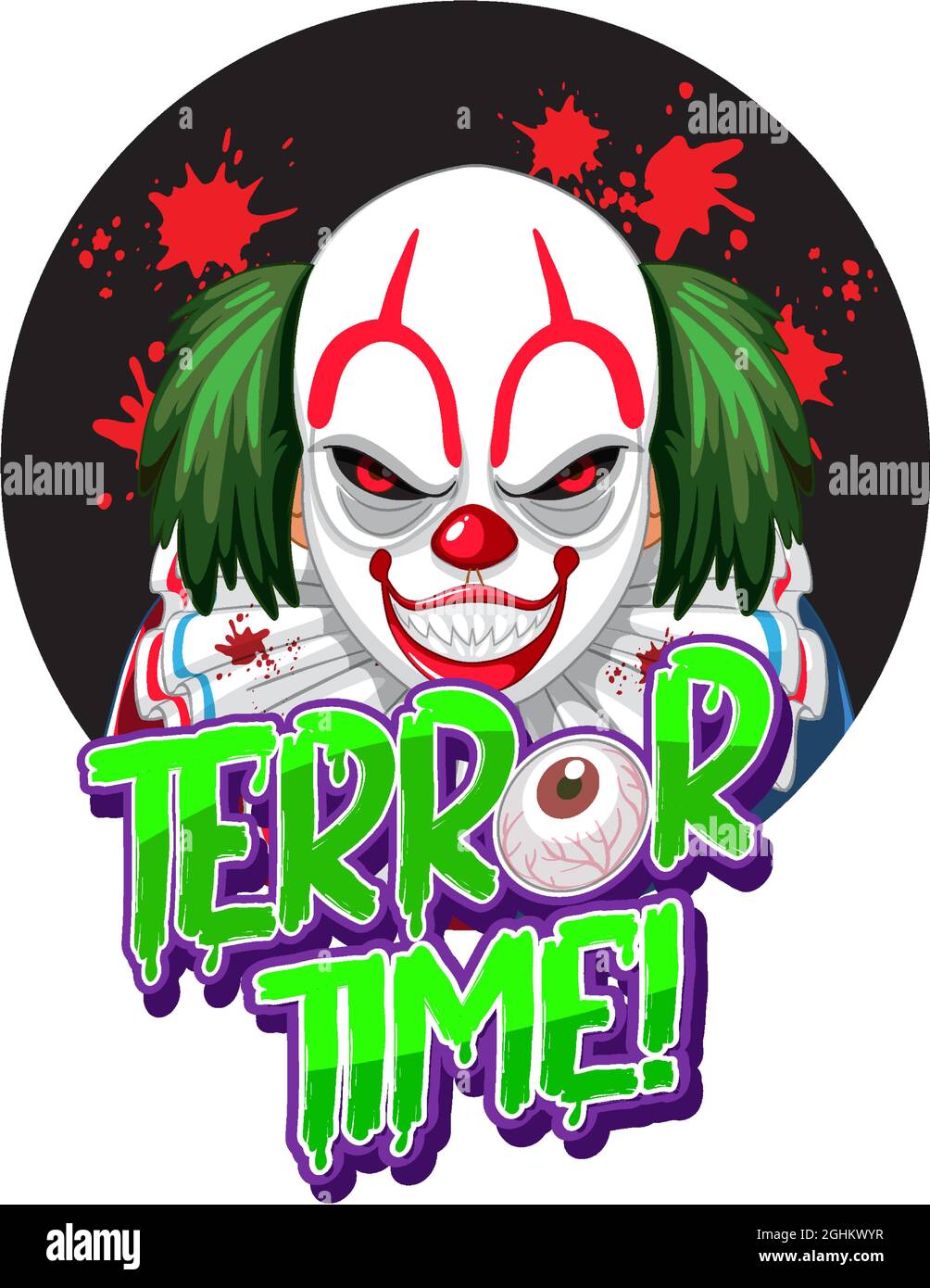 Terror time text design with creepy clown illustration Stock Vector ...