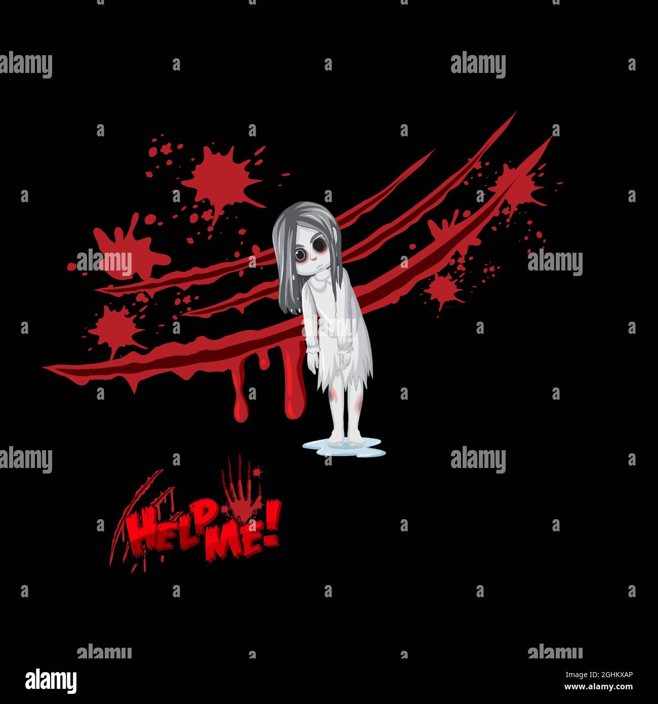 Ghost with bloody scratch and creepy ghost illustration Stock Vector ...