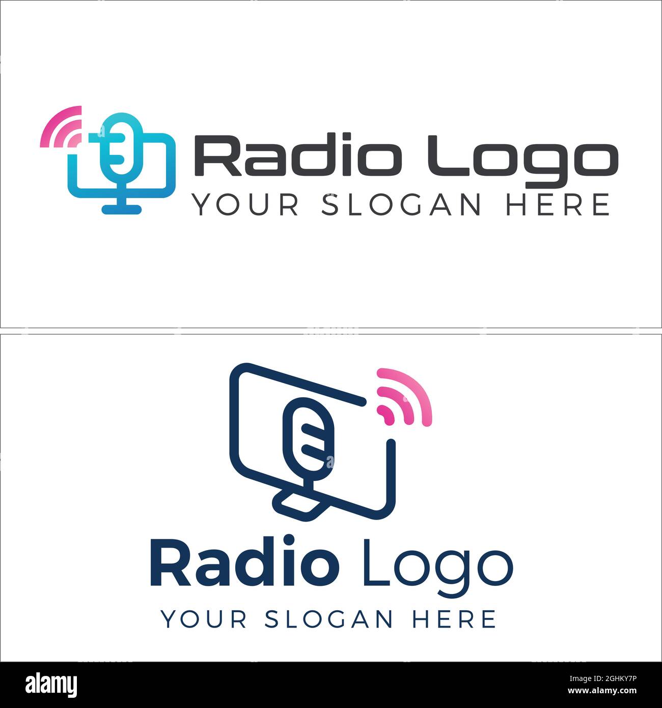 Radio microphone podcast technology logo design Stock Vector Image ...