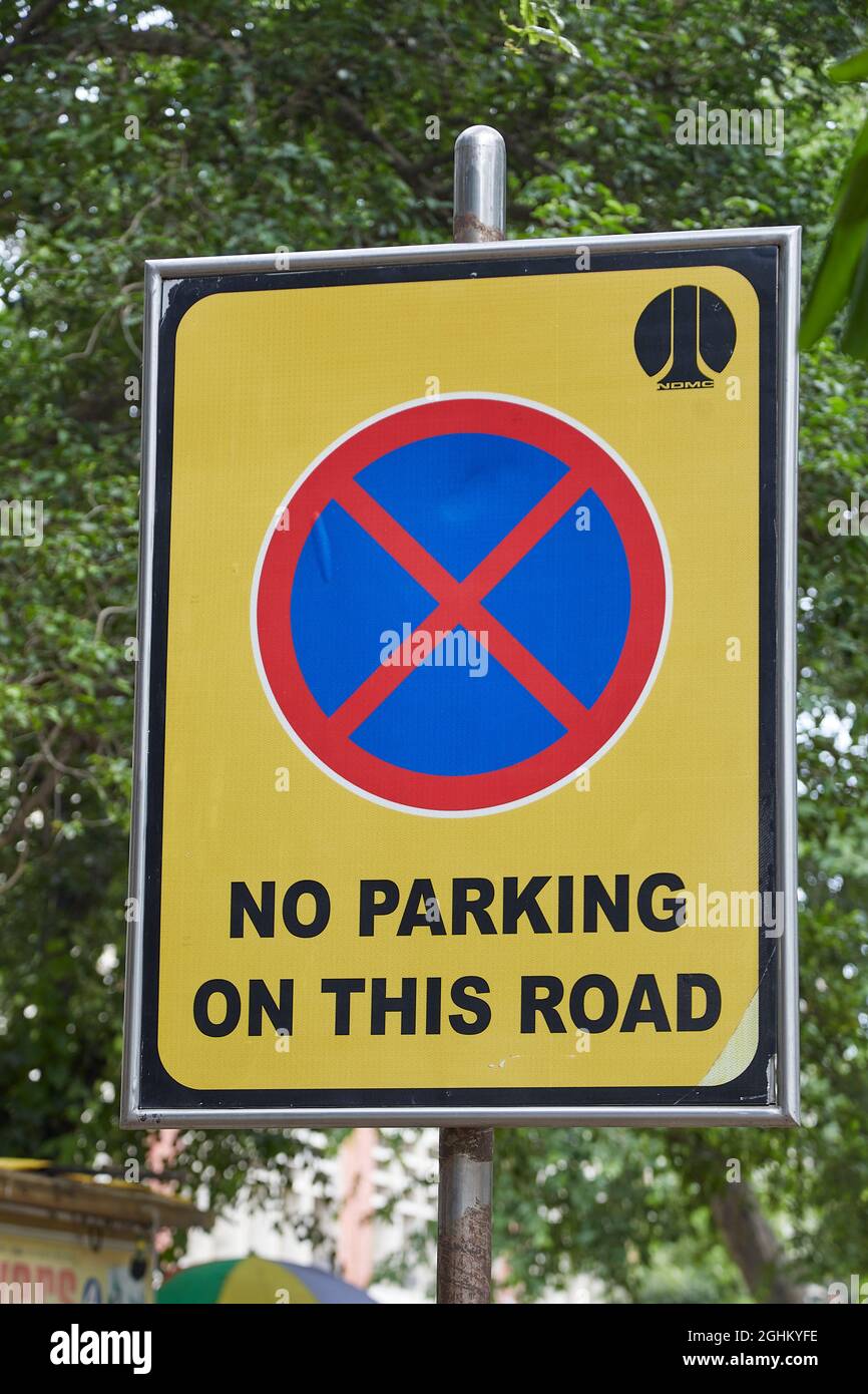 View of a traffic signboard indicating No Parking and No Stopping Stock ...