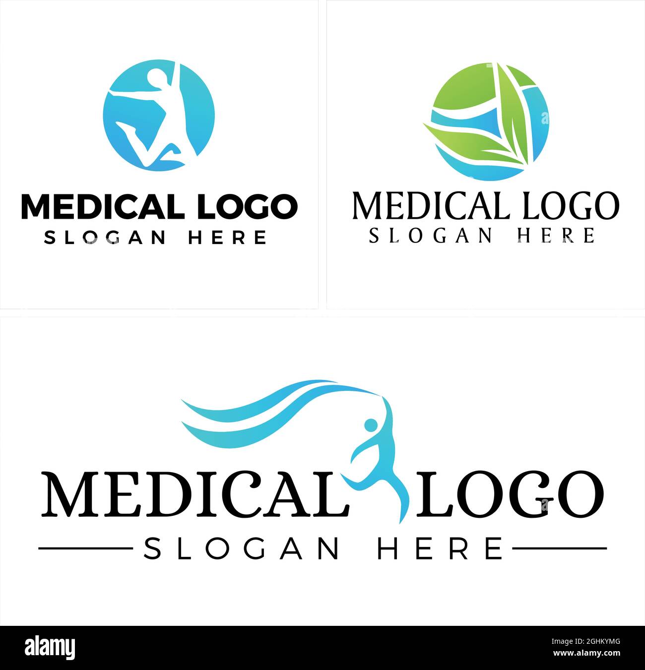 Medical physicals fitness people leaf natural logo design Stock Vector ...