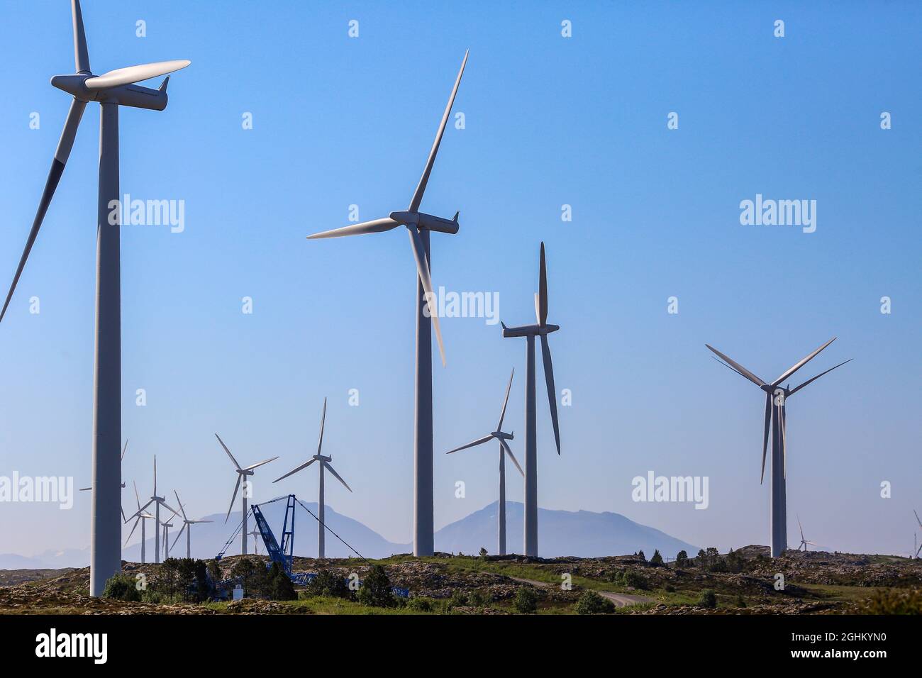 Wind generators in the Smoela wind park, Norway Stock Photo - Alamy