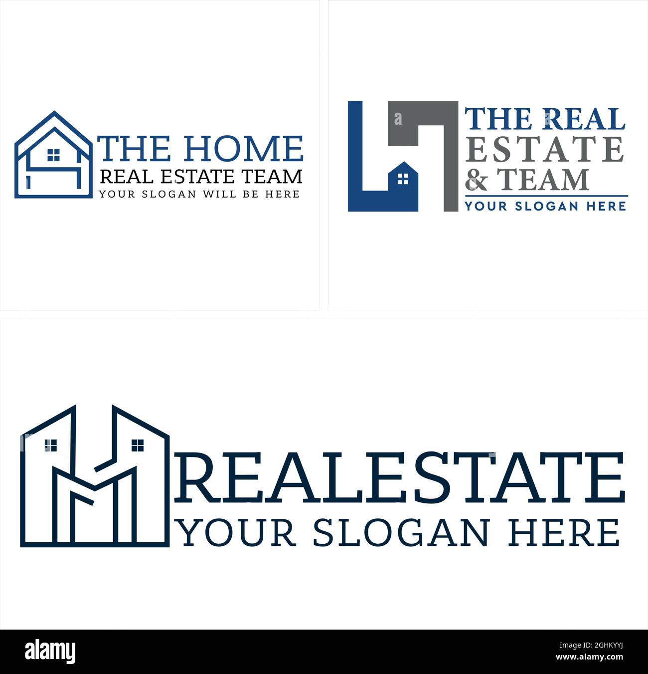 Real estate home building line at vector logo design Stock Vector Image ...