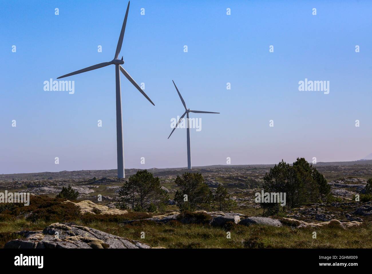 Wind generators in the Smoela wind park, Norway Stock Photo - Alamy