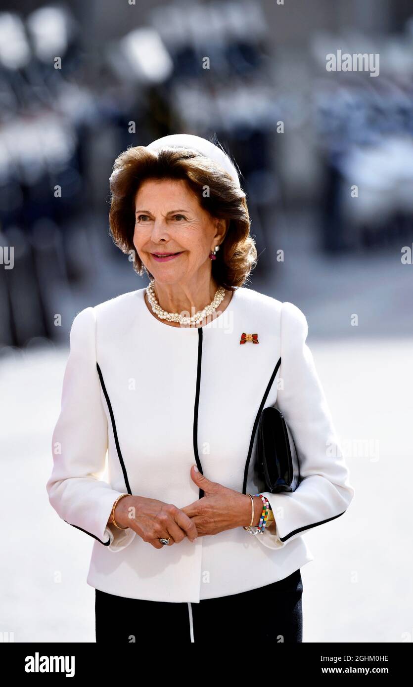Queen Silvia of Sweden during the welcoming ceremony at the Royal ...