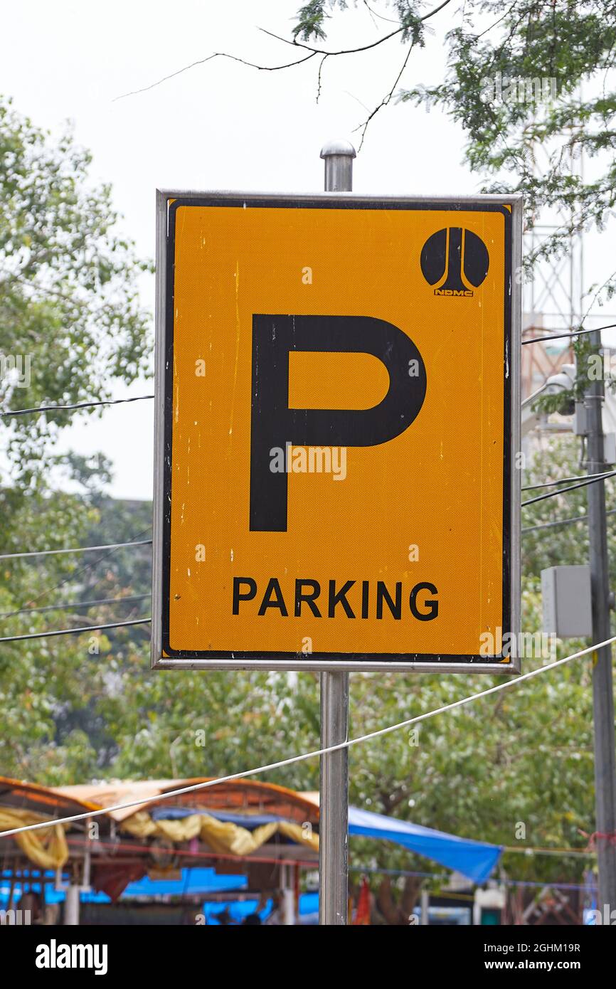 View of a traffic signboard indicating Parking information Stock Photo ...