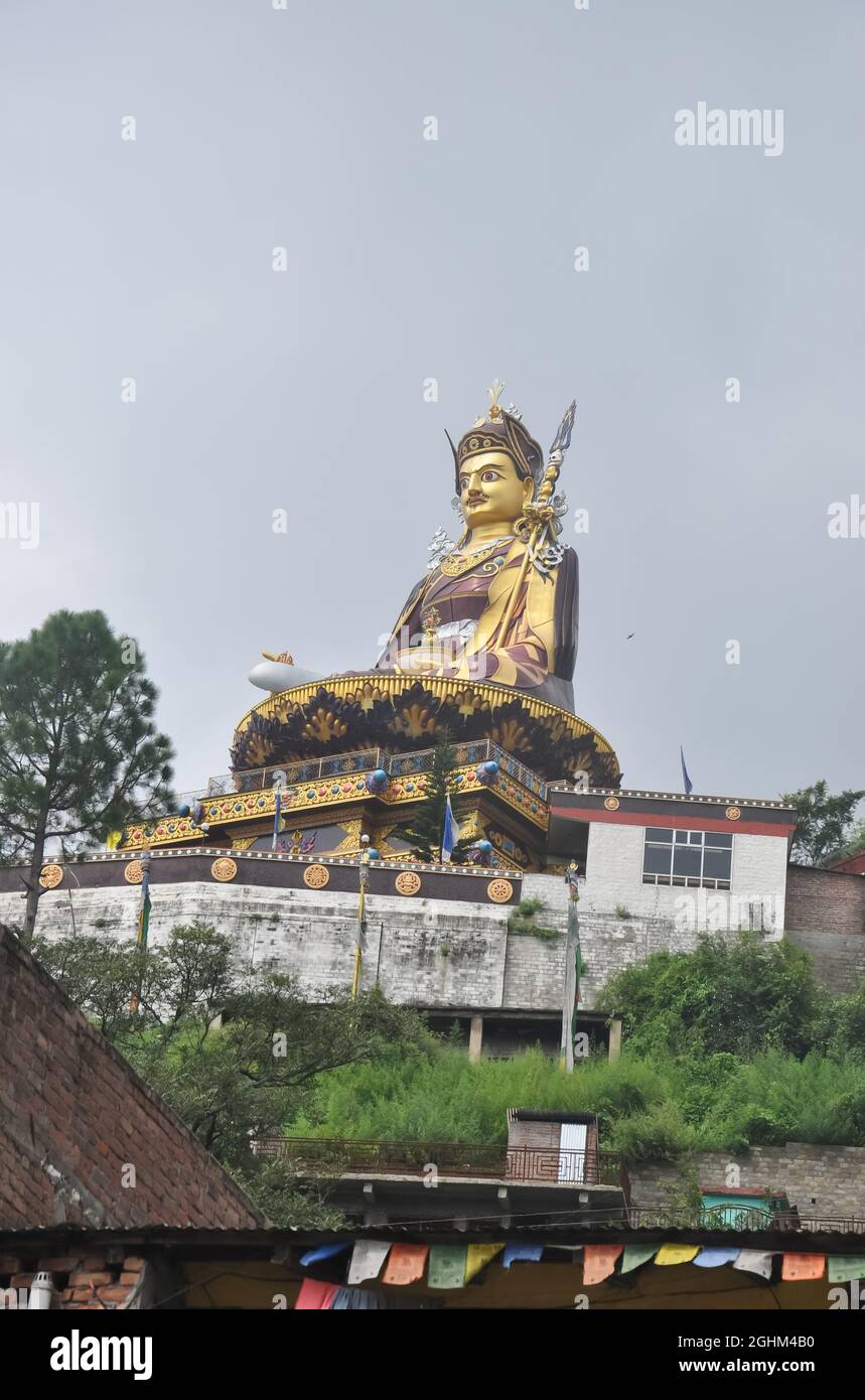 Low angle view of massive statue of Padmasambhava (Guru Rinpoche) in ...