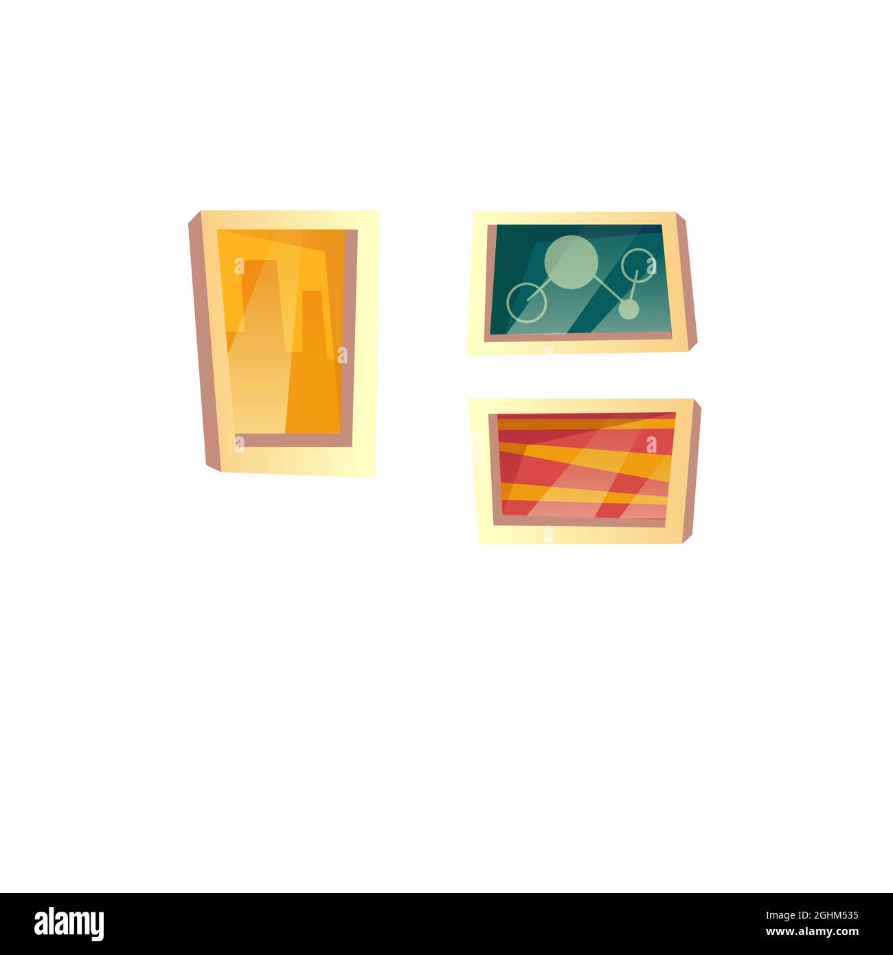 Flat cartoon wall pictures,living room interior elements for home life ...