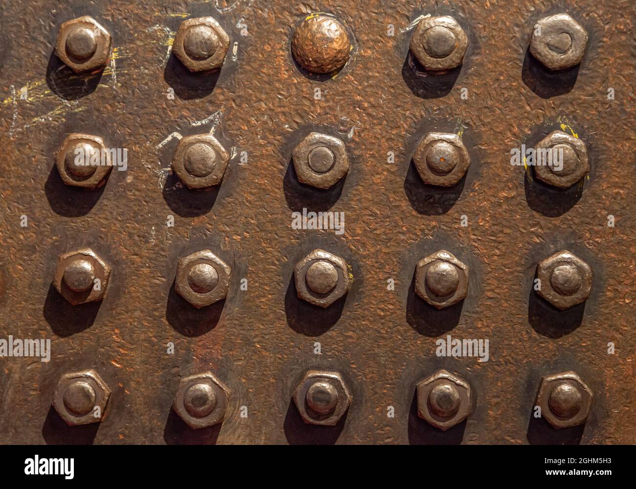 Detail of locomotive boiler plate showing tool markings Stock Photo - Alamy