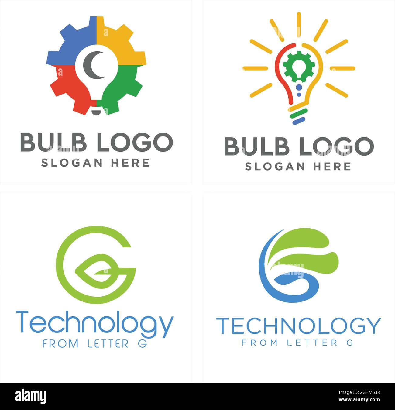 Technology light bulb gear leaf icon logo design Stock Vector Image ...