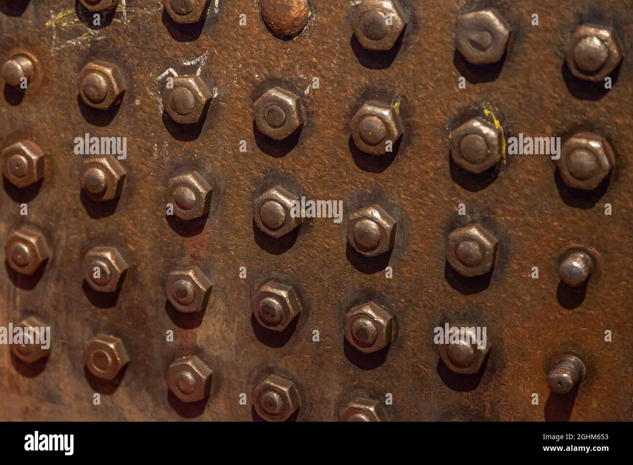 Detail of locomotive boiler plate showing tool markings Stock Photo - Alamy