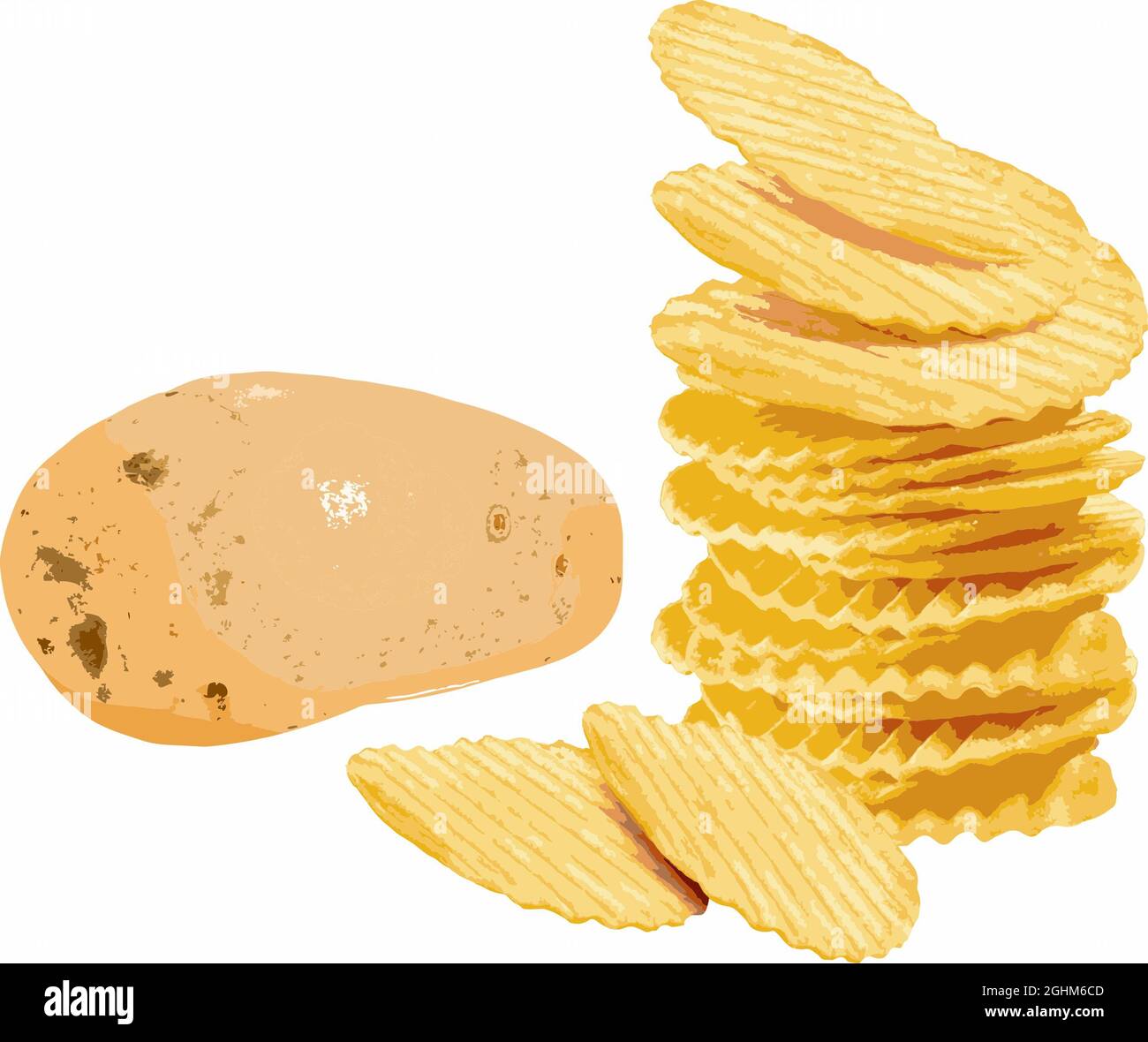 Potato chips with Potato, 3D illustration Vector Stock Photo - Alamy