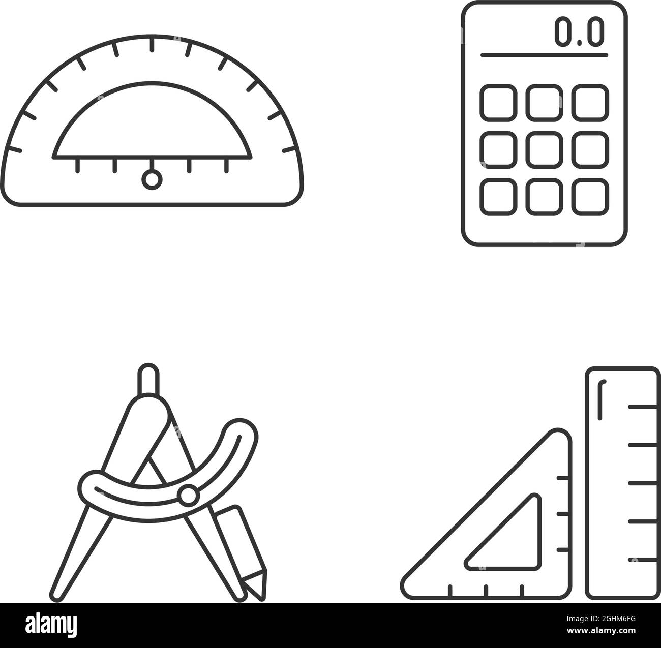 Architecture student tools linear icons set Stock Vector Image & Art ...
