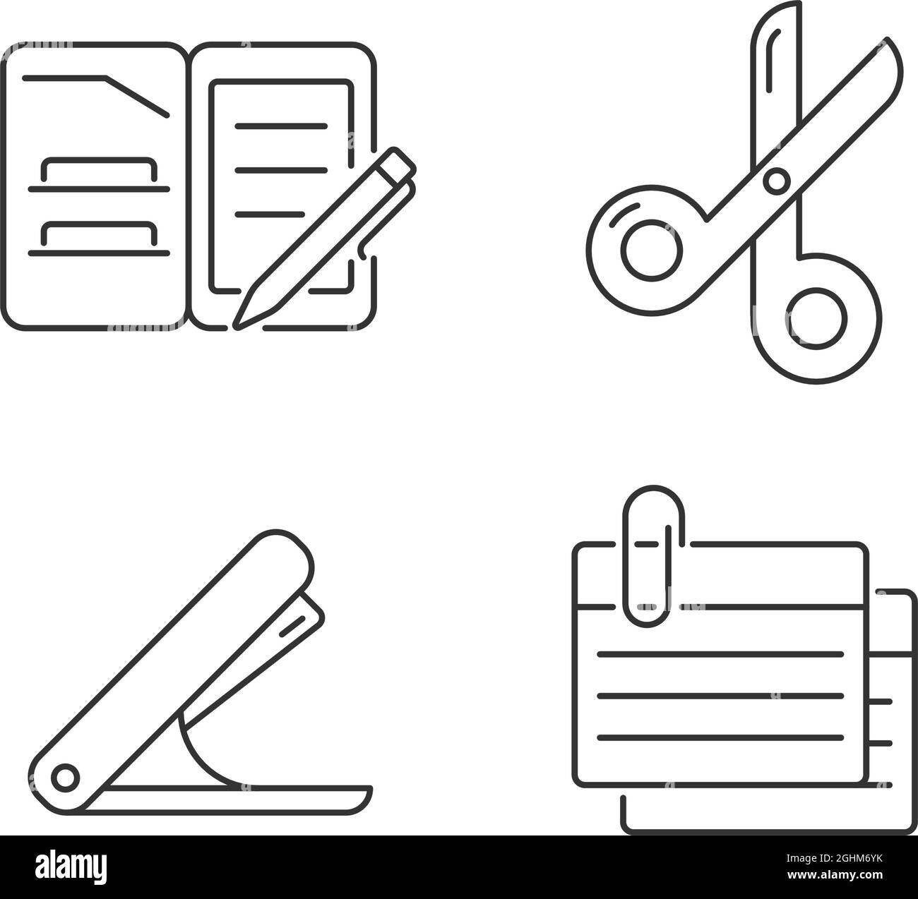 Office stationery supplies linear icons set Stock Vector Image & Art ...