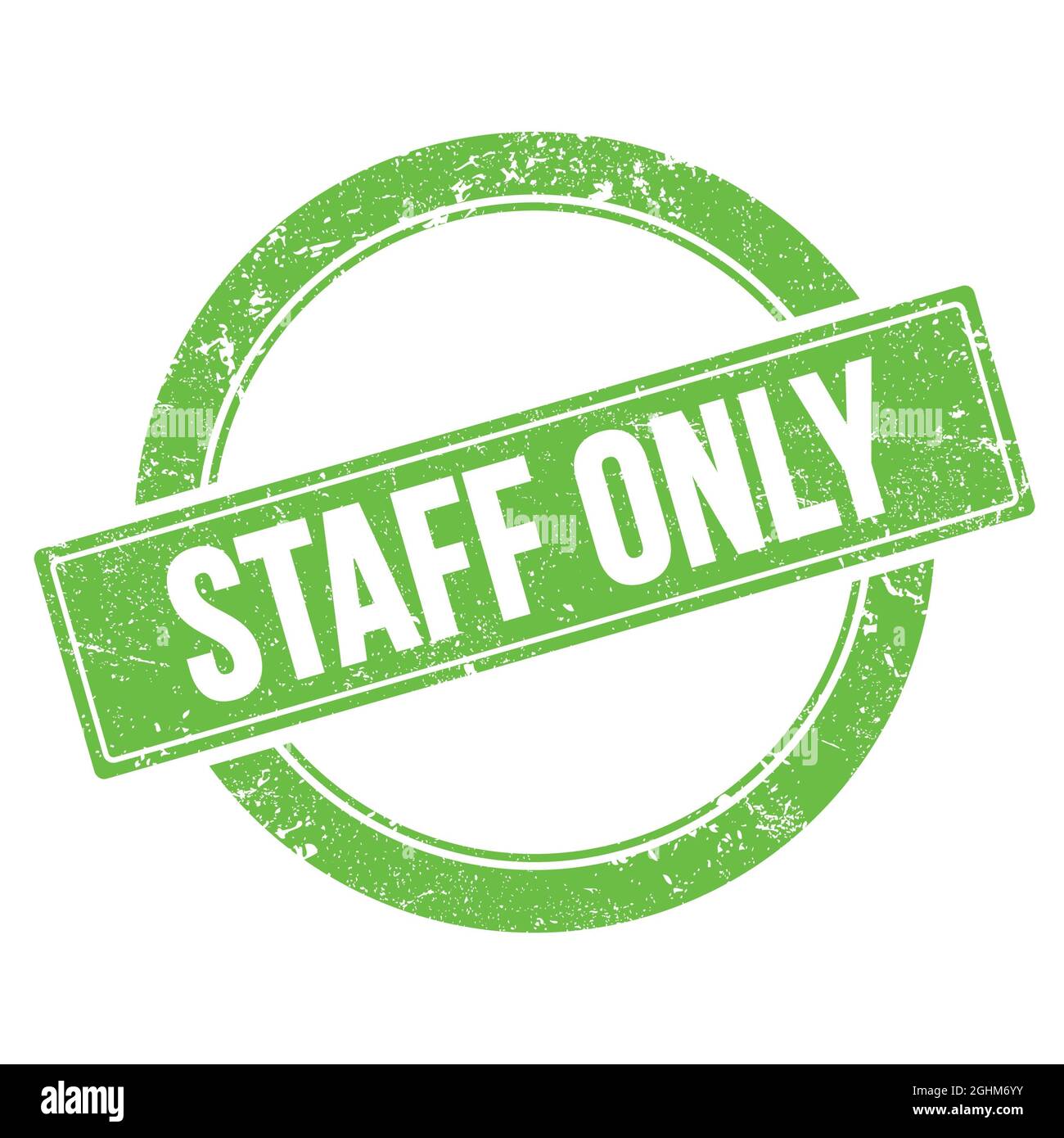 STAFF ONLY text on green grungy round vintage stamp Stock Photo - Alamy