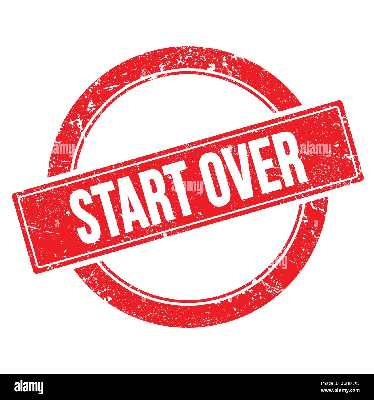 START OVER text on red grungy round vintage stamp Stock Photo - Alamy