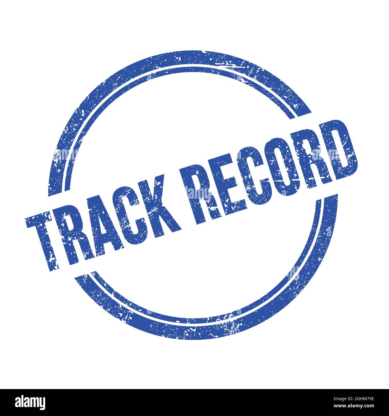 TRACK RECORD text written on blue grungy vintage round stamp Stock ...
