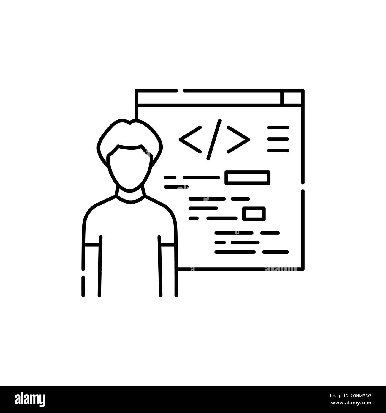 Programming courses for children olor line icon. Children learning ...