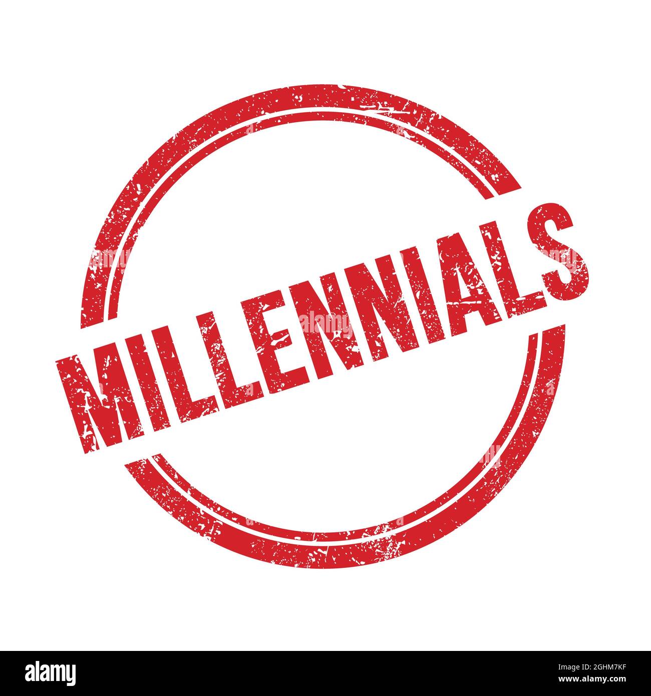 MILLENNIALS text written on red grungy vintage round stamp Stock Photo ...