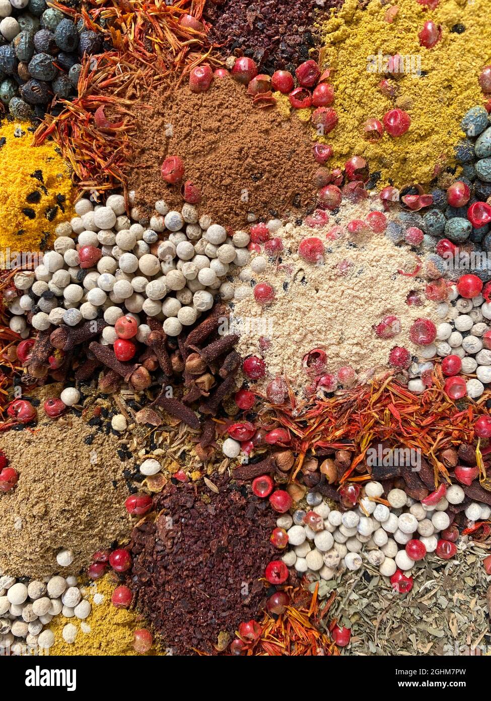 Top view composition of various fragrant spices including paprika ...
