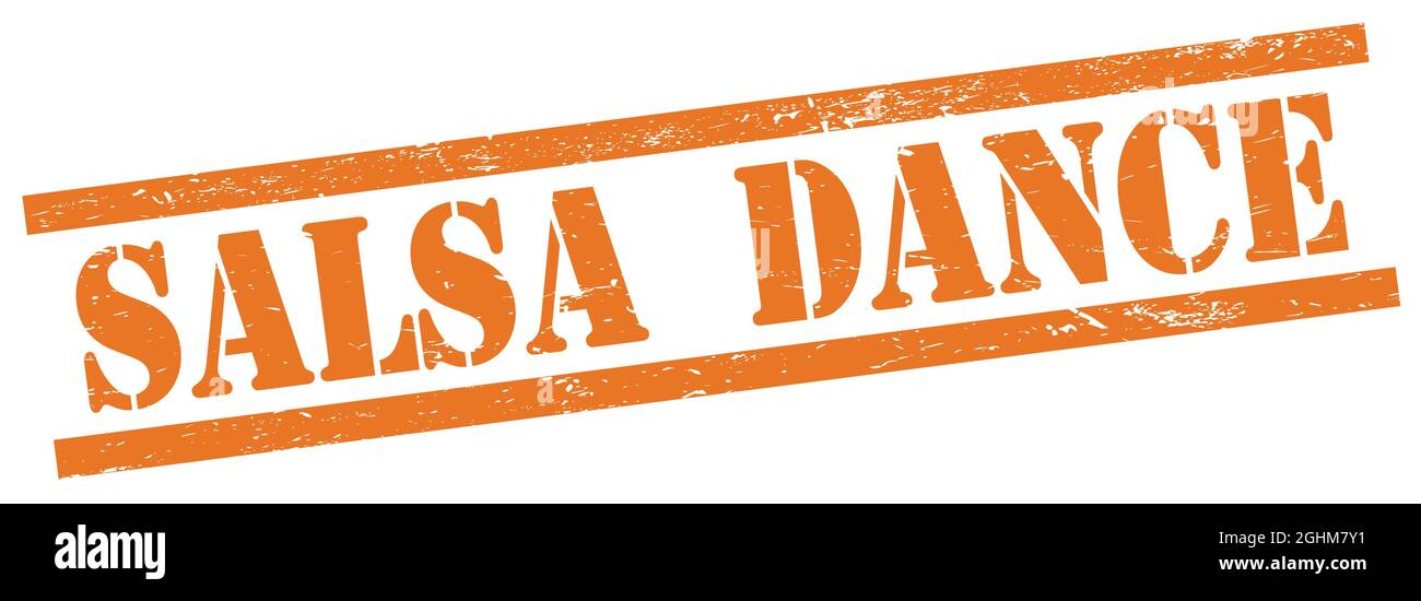 SALSA DANCE text on orange grungy rectangle vintage stamp Stock Photo ...