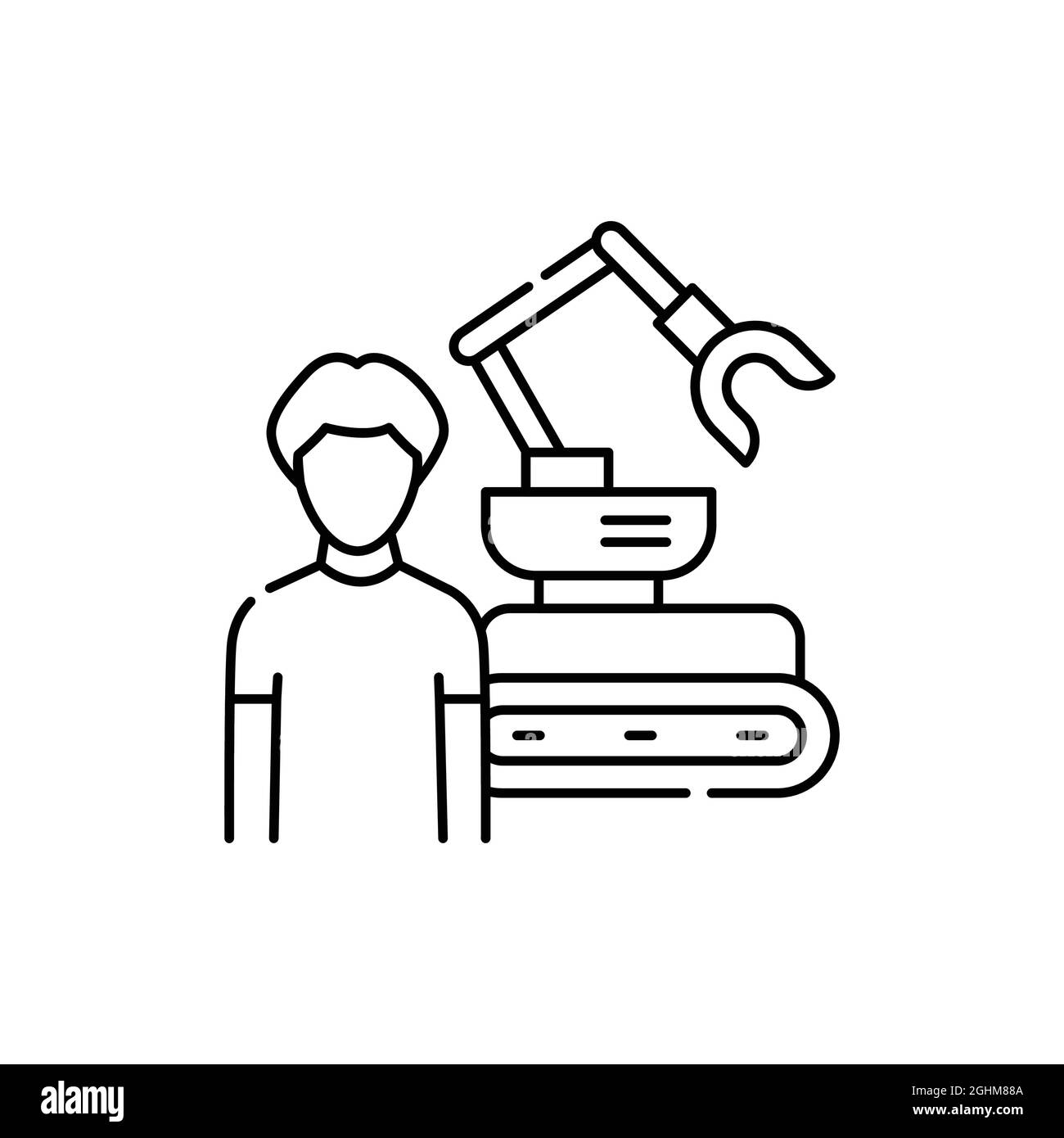 Robotics courses for children olor line icon. Children learning ...