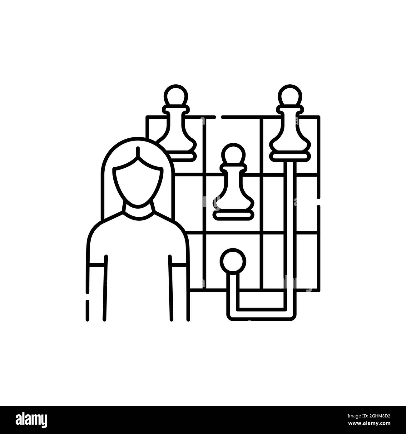 Chess for children olor line icon. Children learning. Pictogram for web ...