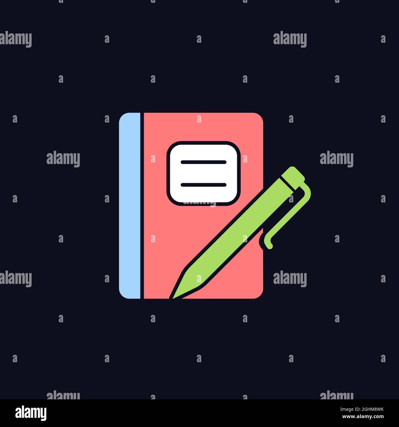 Graph composition notebook with pen RGB color icon for dark theme Stock ...