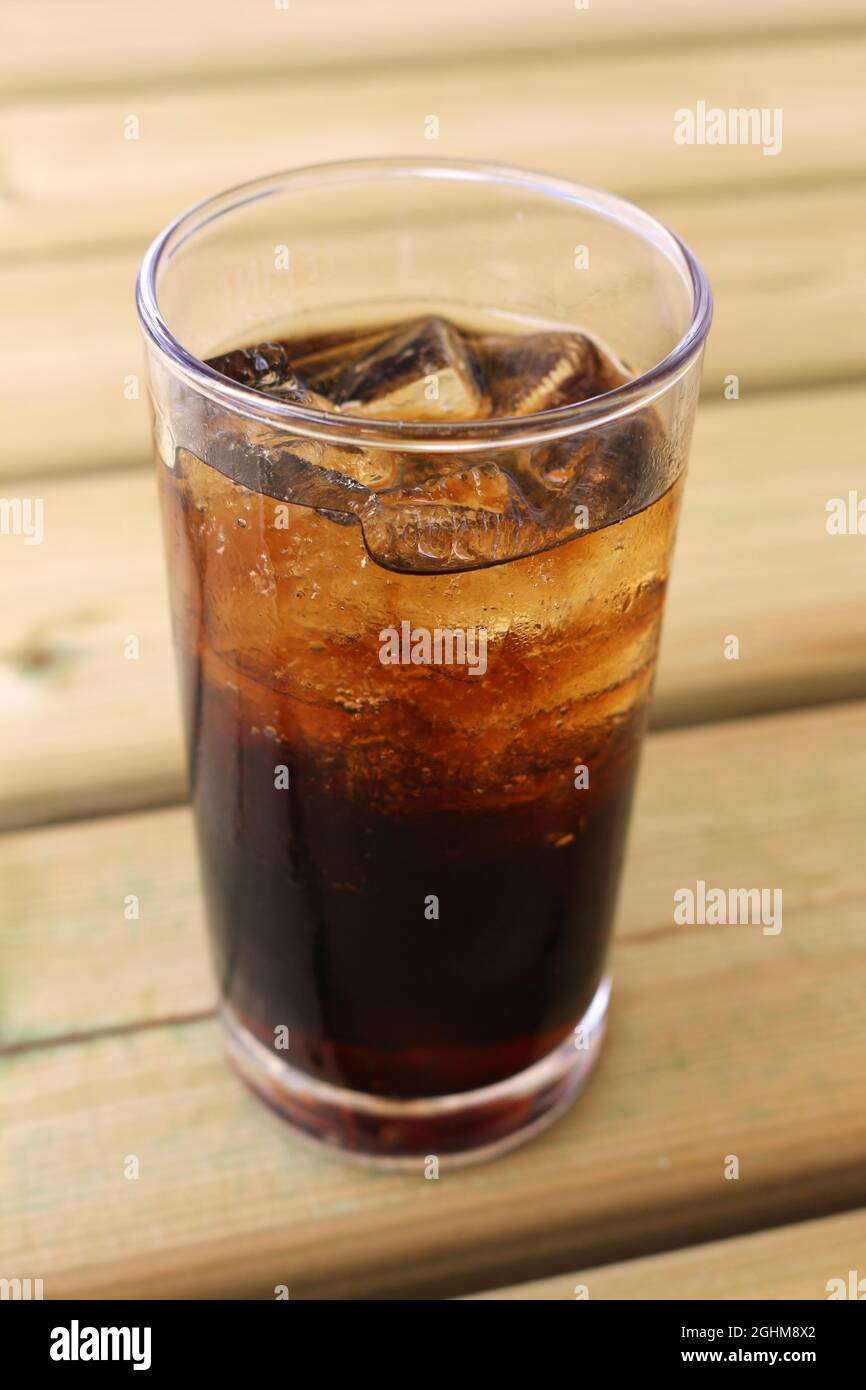 glass of cola with ice Stock Photo - Alamy