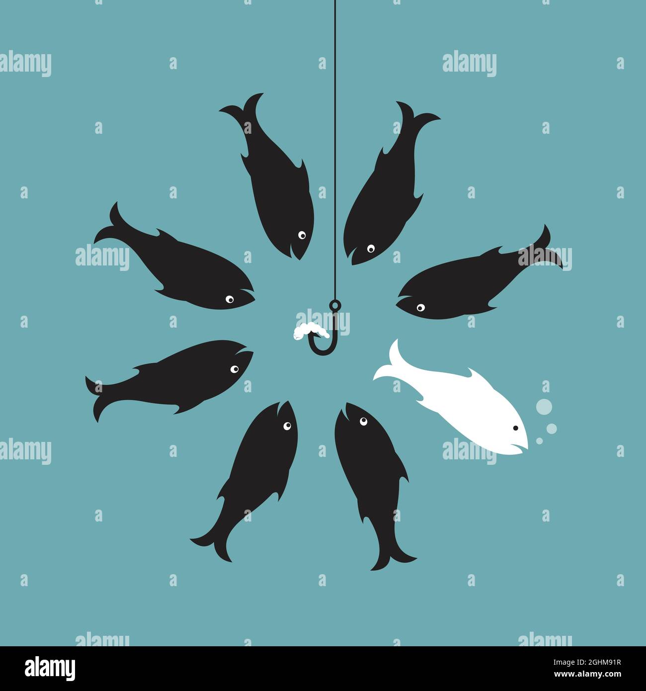 Vector image of fish and earthworm and hook. Different concept. Easy ...