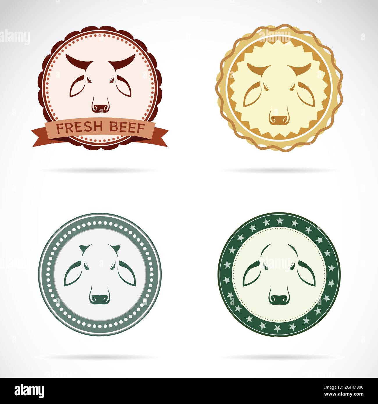 Set of vector cow label on white background. Easy editable layered ...