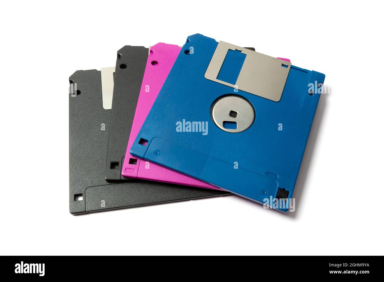 Old floppy disks on white background Stock Photo - Alamy