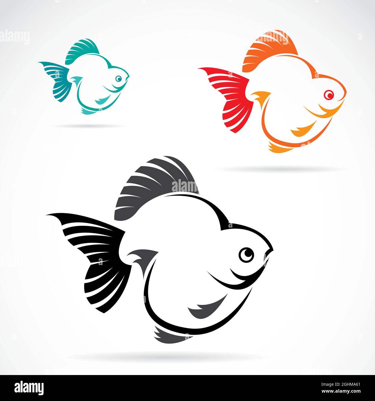 Vector image of goldfish on white background. Easy editable layered ...