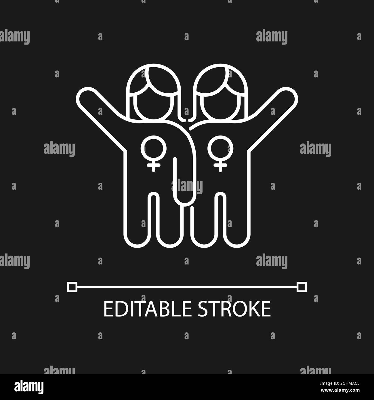 Female friendship white linear icon for dark theme Stock Vector Image ...