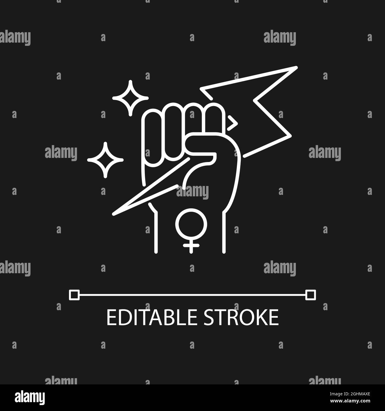 Woman power white linear icon for dark theme Stock Vector Image & Art ...