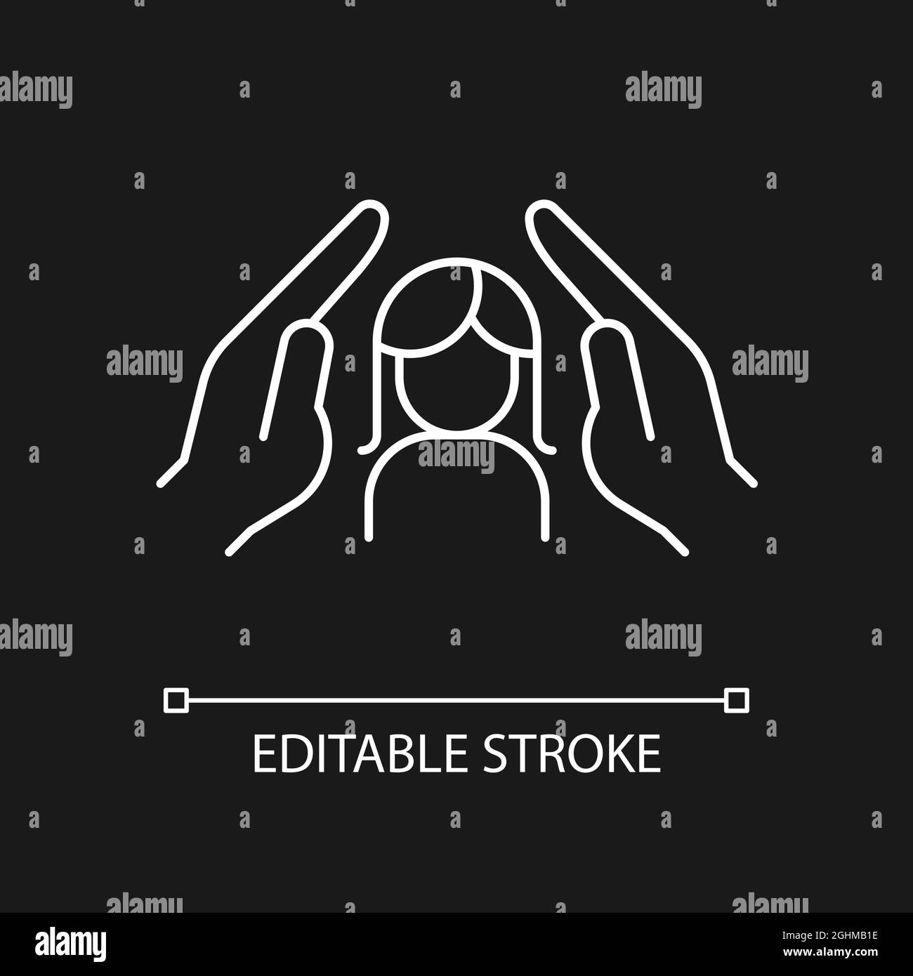 Women protection white linear icon for dark theme Stock Vector Image ...