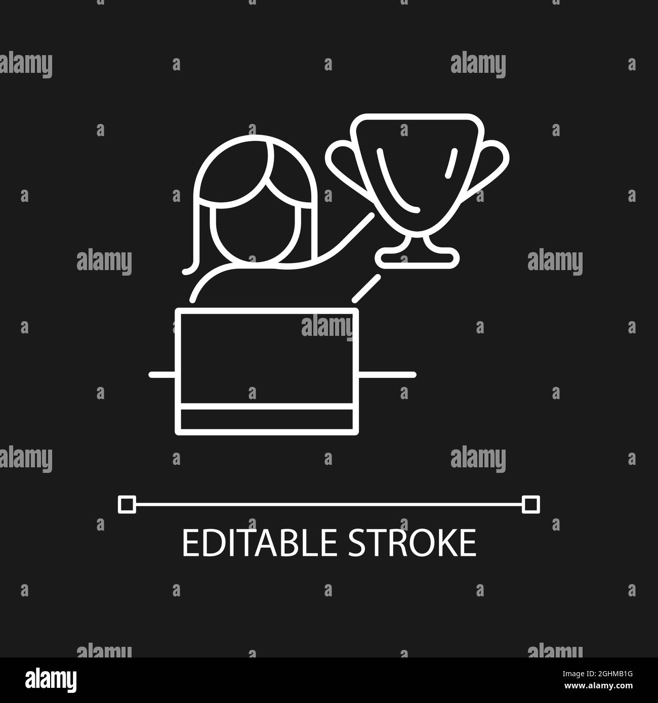 Woman in leadership role white linear icon for dark theme Stock Vector ...