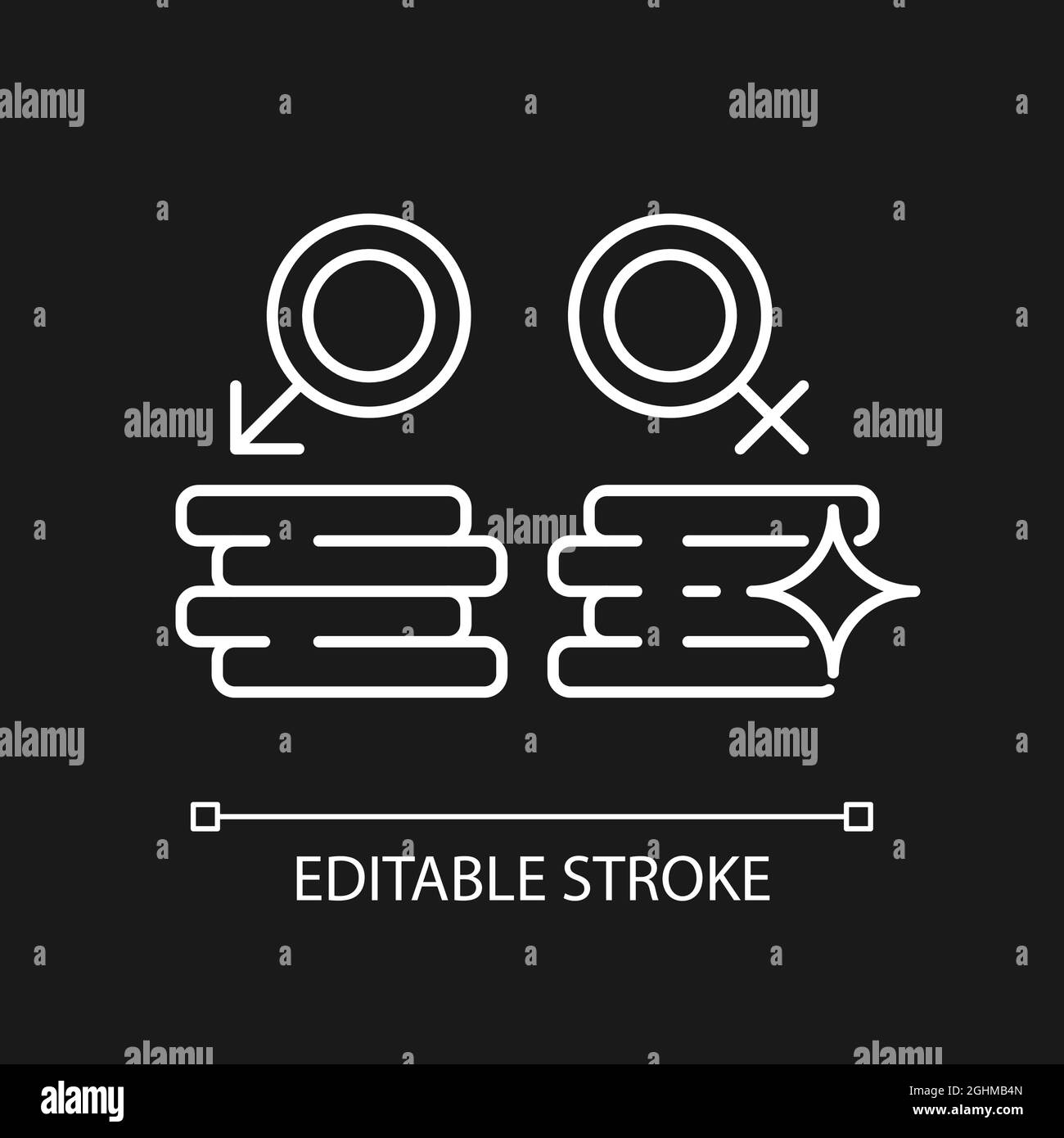 Workplace gender equality white linear icon for dark theme Stock Vector ...