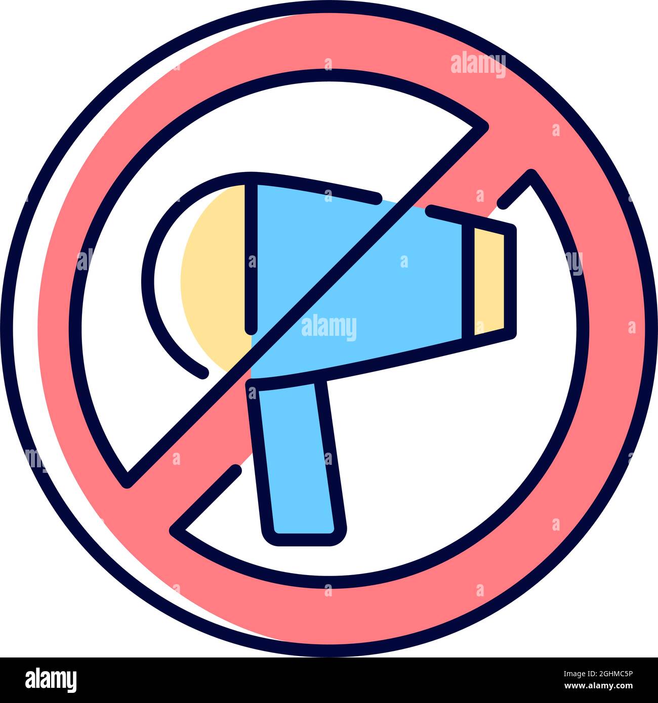 Do not use a hairdryer if wet RGB color manual label icon Stock Vector ...