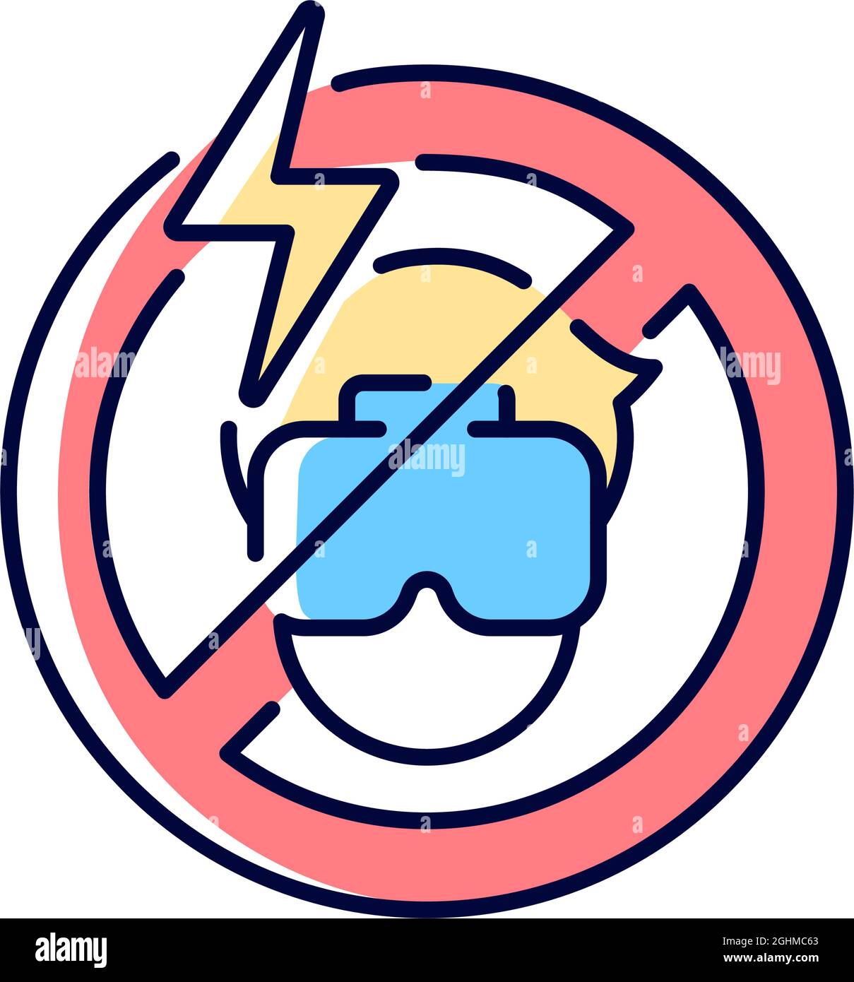 Do not use if the headset causes headache RGB color manual label icon ...