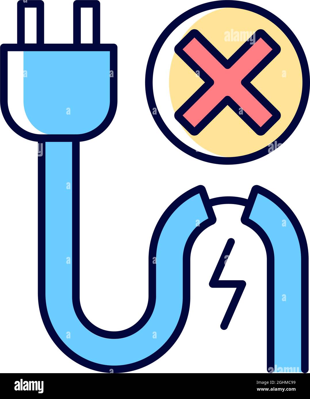 Do not use when damaged cable RGB color manual label icon Stock Vector ...