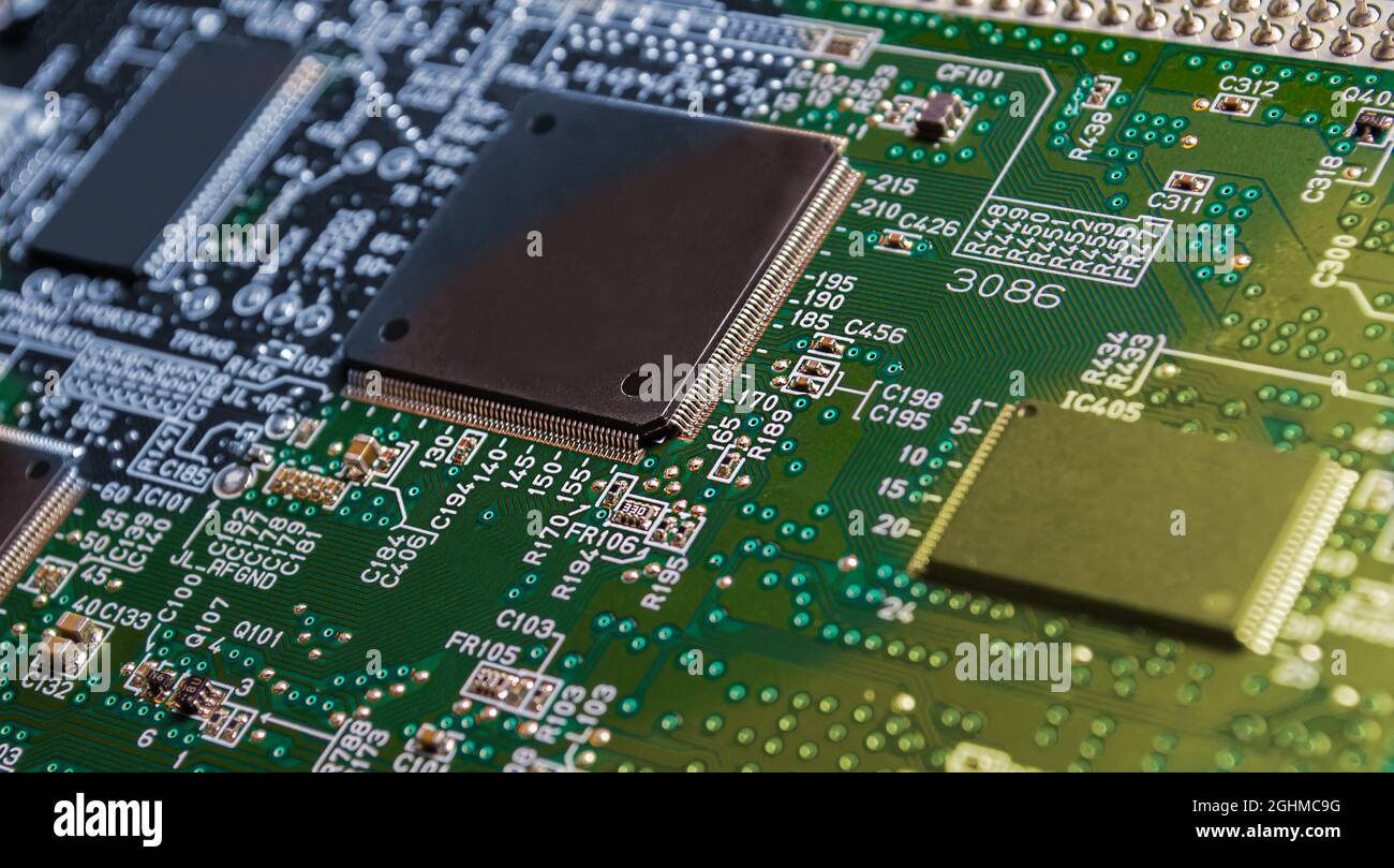 modern printed circuit board with surface mount components Stock Photo ...